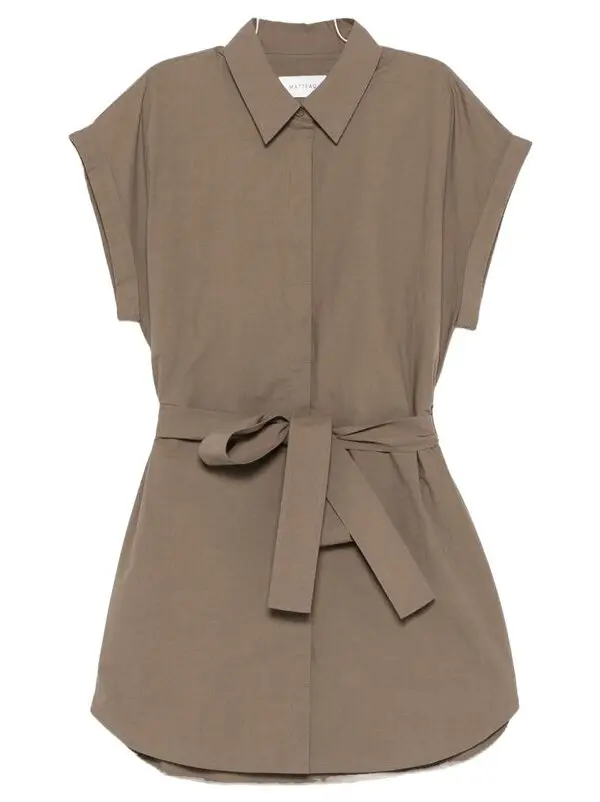 Matteau Cotton Mini Dress With Detachable Belt - Brown