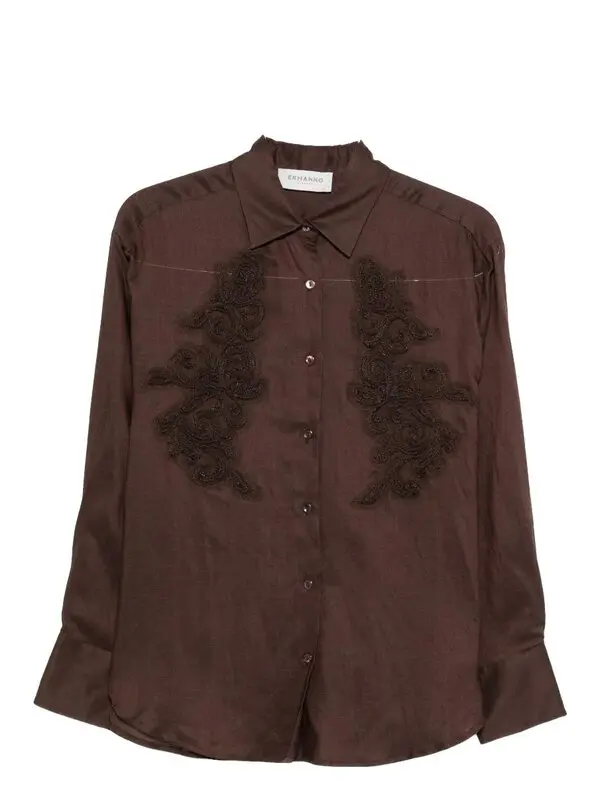 Ermanno Scervino Embellished Line Blend Shirt - Brown