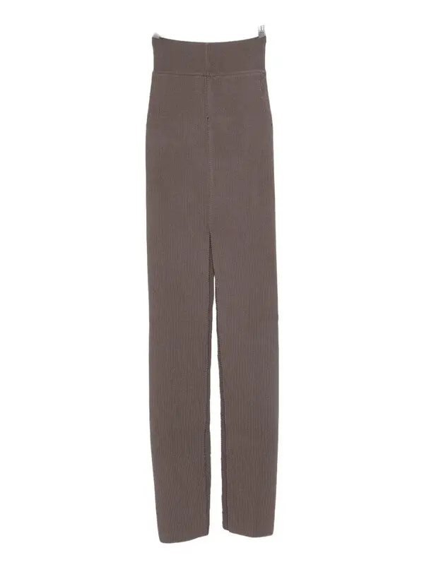 Rick Owens Ribbed Knit Maxi Skirt With Slit - Grey