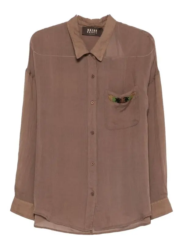 BAZAR DE LUXE Long-sleeve Shirt With Pocket Detail - Brown