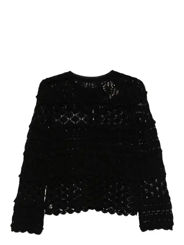 SEMICOUTURE Zilla Cotton Crochet Cardigan - Black