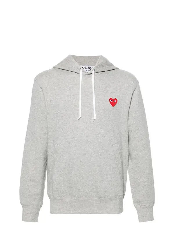 Play Comme Des Garcon Cotton Hoodie With Logo Detail - Grey