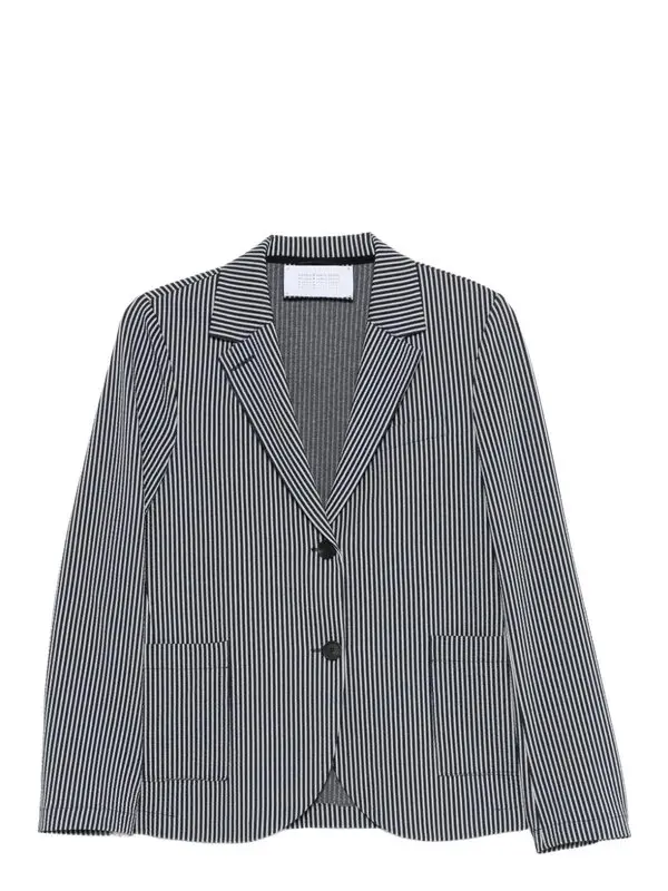 Harris Wharf London Cotton Blend Striped Blazer Jacket - Blue
