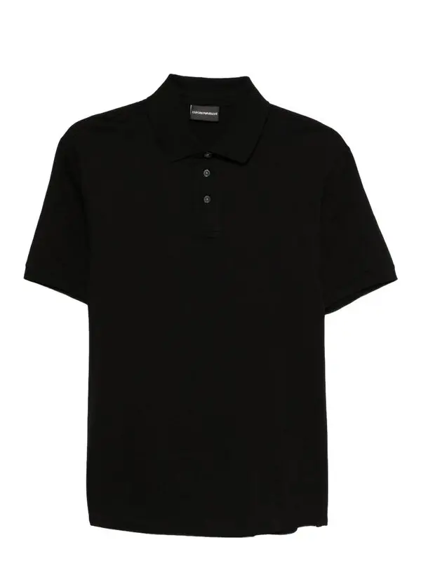 Emporio Armani Logo Cotton Polo Shirt - Black