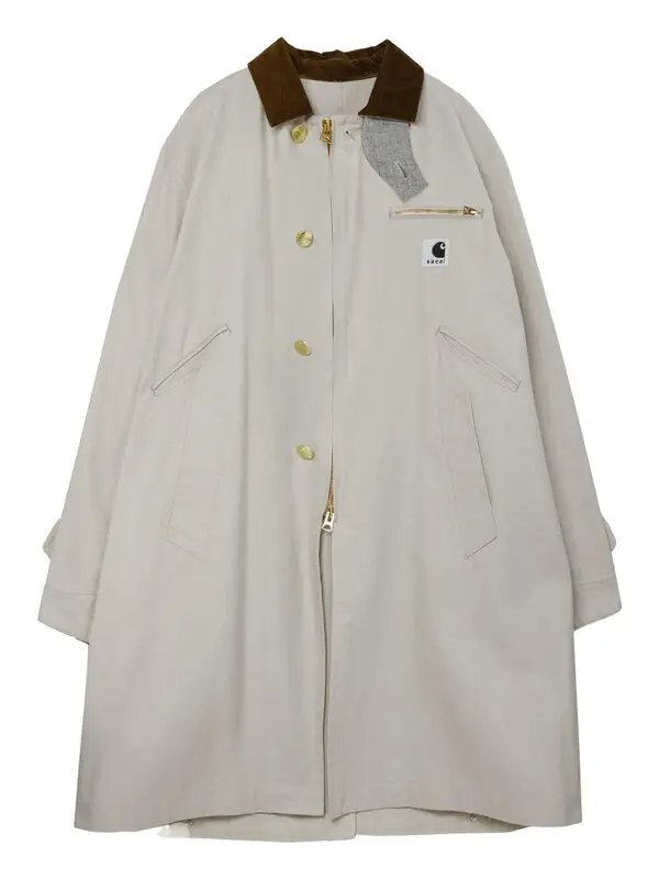 SACAI X CARHARTT WIP Trench Coat With Logo - White