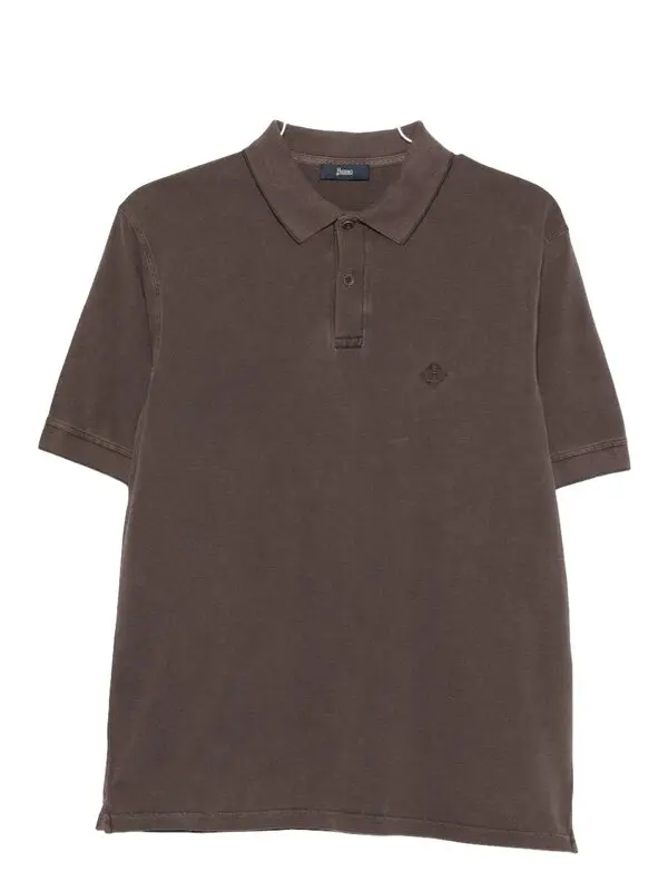 Herno Logo Cotton Polo Shirt - Brown