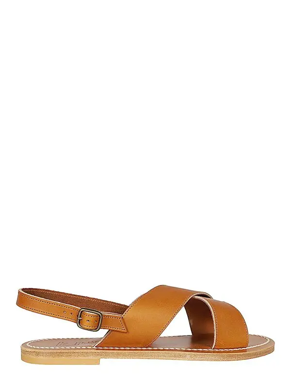 K.JACQUES Osorno Leather Flat Sandals - Brown