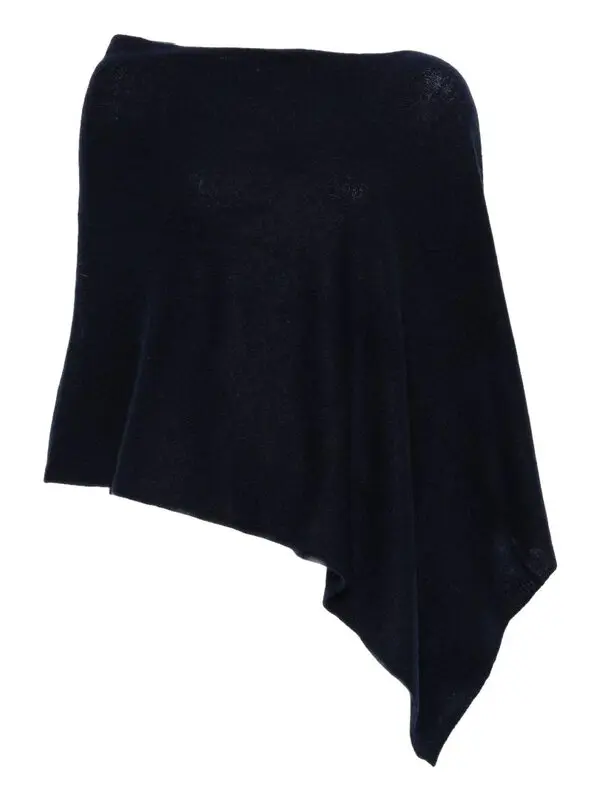 BEYOU Draped Asymmetrical Poncho - Blue