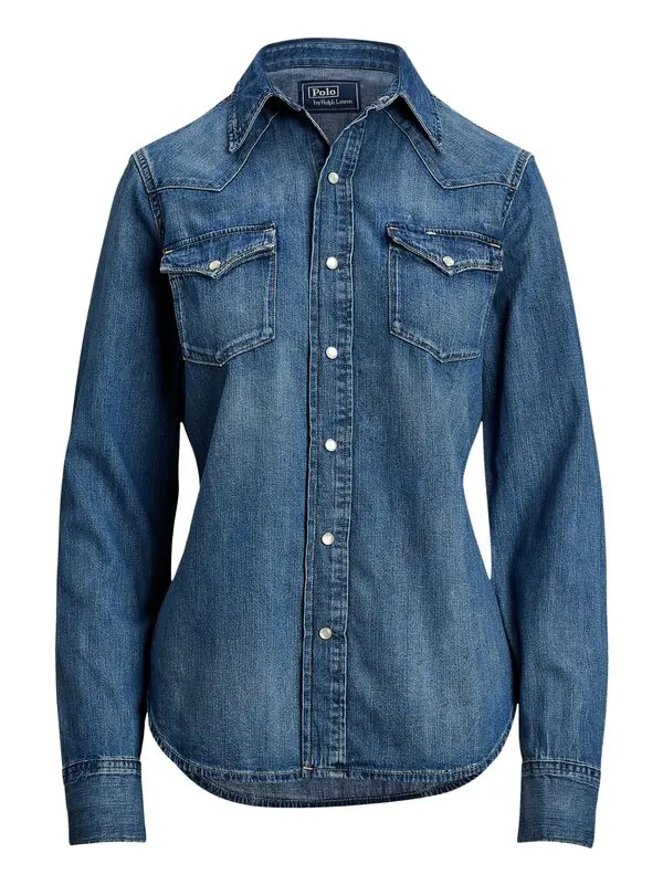 Polo Ralph Lauren Western Denim Shirt With Pockets - Blue