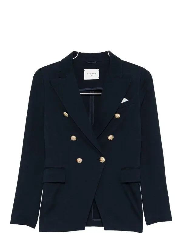CIRCOLO 1901 Cotton Double-breasted Jacket With Gold-tone Buttons - Blue