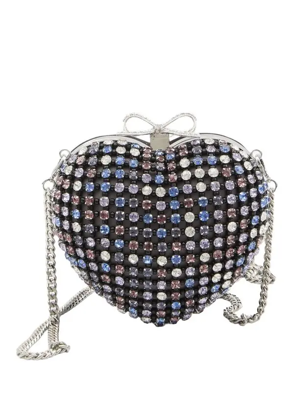 SELF-PORTRAIT Crystal Embellished Heart Clutch - Multi
