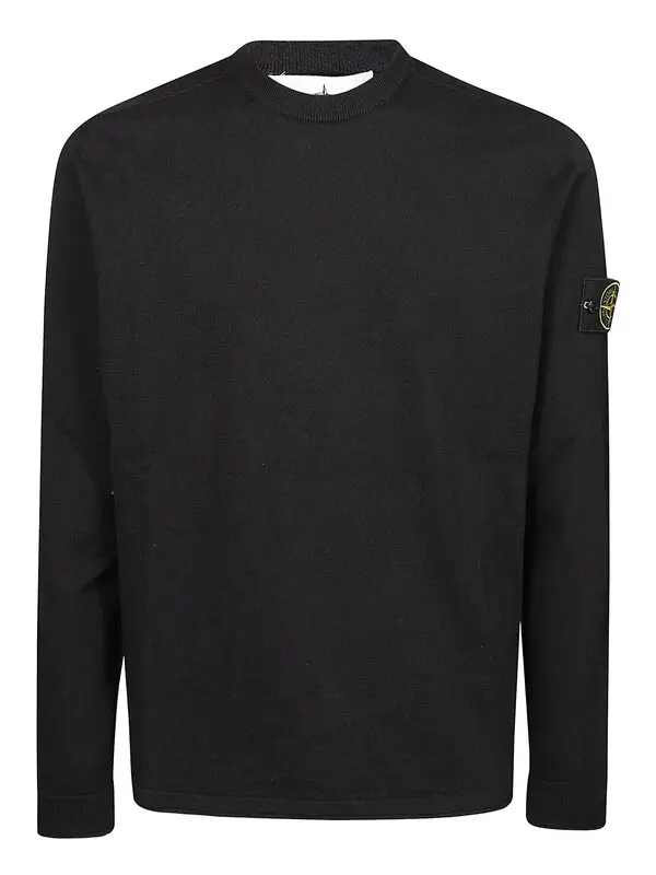 Stone Island Crewneck Sweater With Compass Motif - Blue