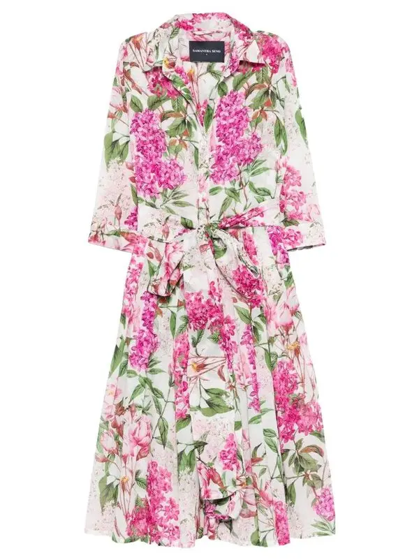 Samantha Sung Audrey Floral Cotton Midi Dress - Pink