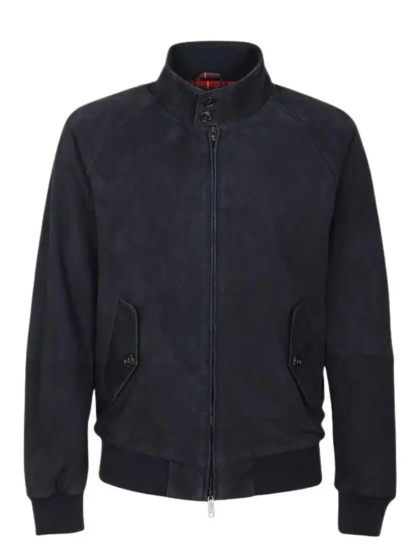 BARACUTA Suede Bomber Jacket - Blue