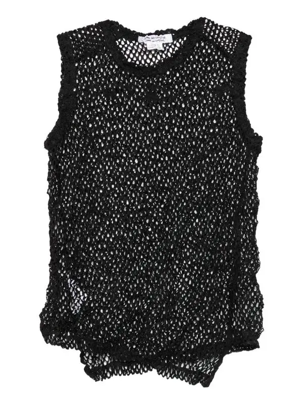 Comme Des Garçons Net Round Neck Sleeveless Top - Black