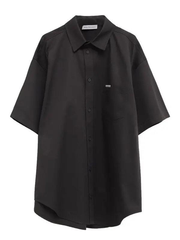 Balenciaga Long Shirt With Logo - Black
