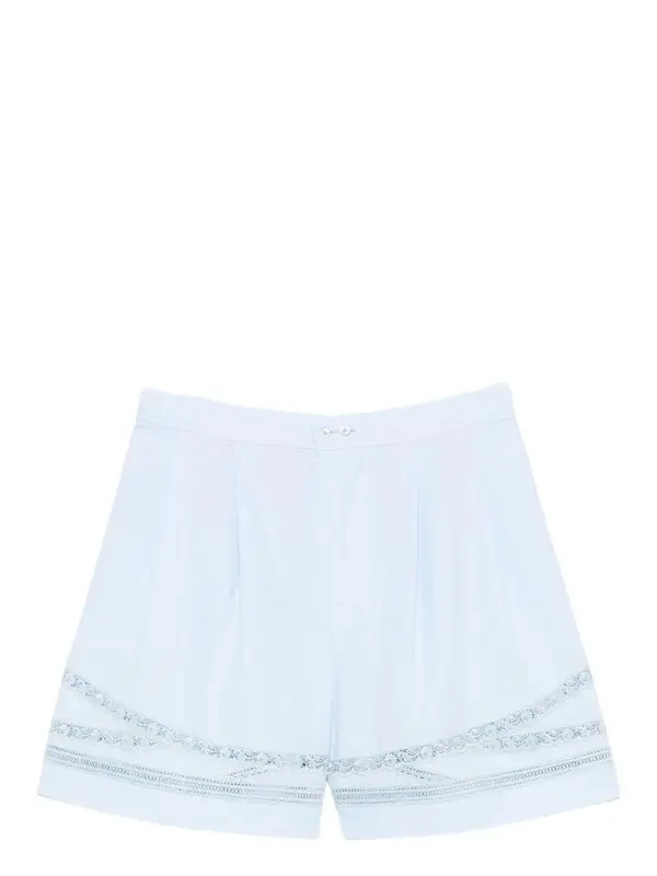 Ermanno Scervino Lace Trimmed Cotton Shorts - Sky Blue
