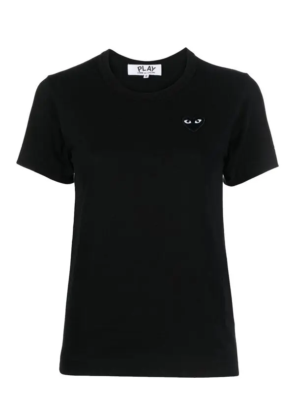 Play Comme Des Garcon Cotton T-shirt With Appliqué Heart Logo - Black