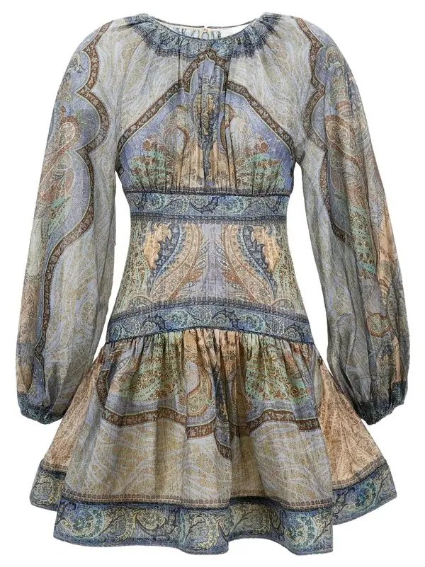 Zimmermann Wanderlust Cotton And Silk Mini Dress - Blue
