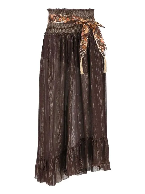 Zimmermann Aster Cotton And Silk Midi Skirt - Brown