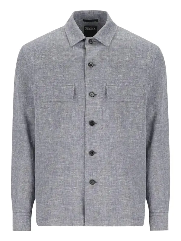 Zegna Linen, Wool, And Silk Shirt - Grey