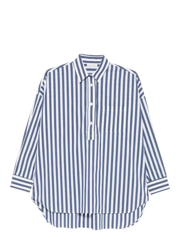 ARCHIVIO '67 Striped Cotton Blend Shirt - Blue
