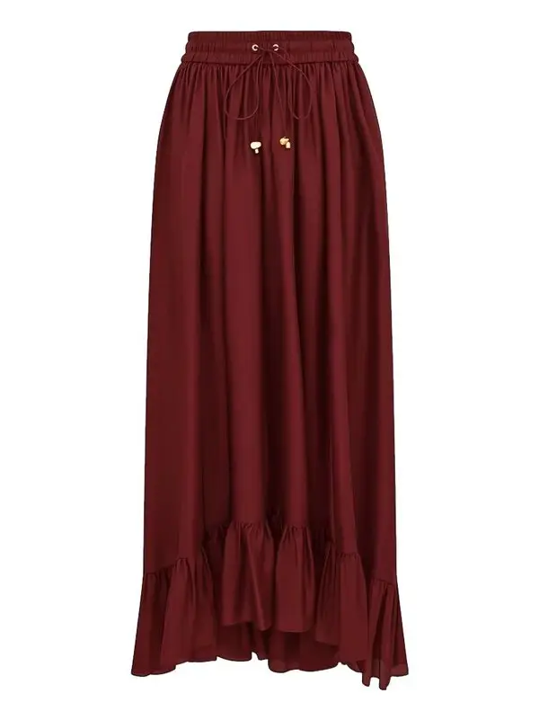 Zimmermann Aster Silk Maxi Skirt - Red