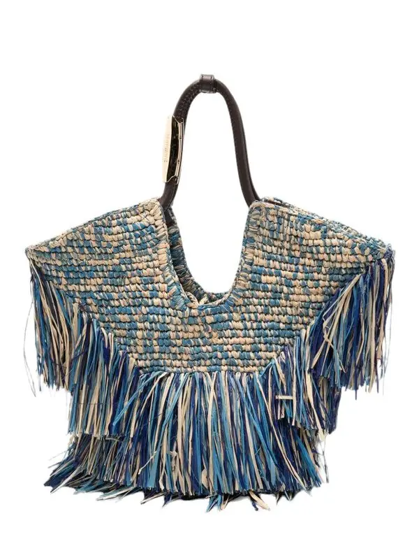 Zimmermann Small Raffia Tote - Blue