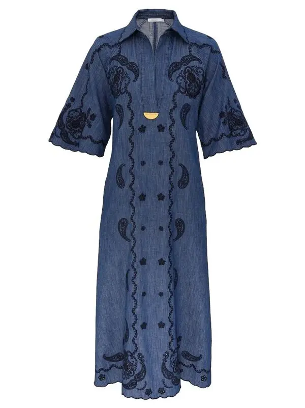 Zimmermann Aster Denim Midi Dress - Blue