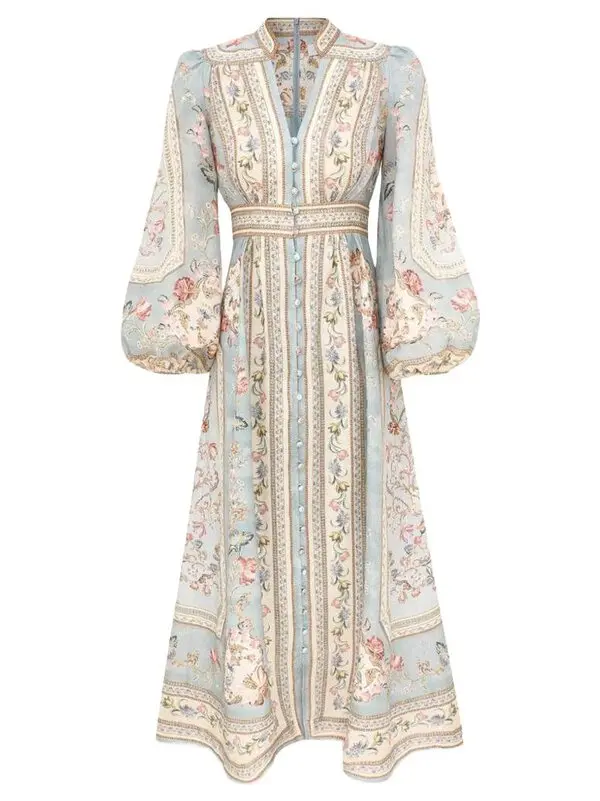 Zimmermann Indra Linen Long Dress - Sky Blue
