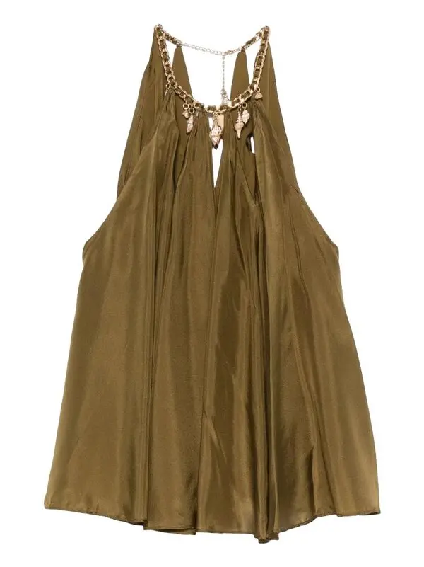 Zimmermann Mahon Silk Halter Neck Top - Green
