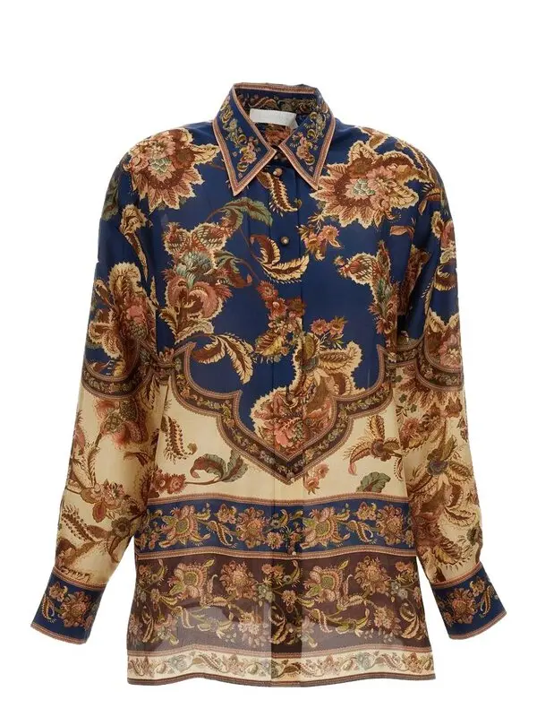 Zimmermann Aster Printed Silk Shirt - Blue