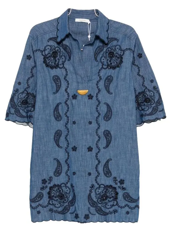 Zimmermann Aster Denim Mini Dress - Blue