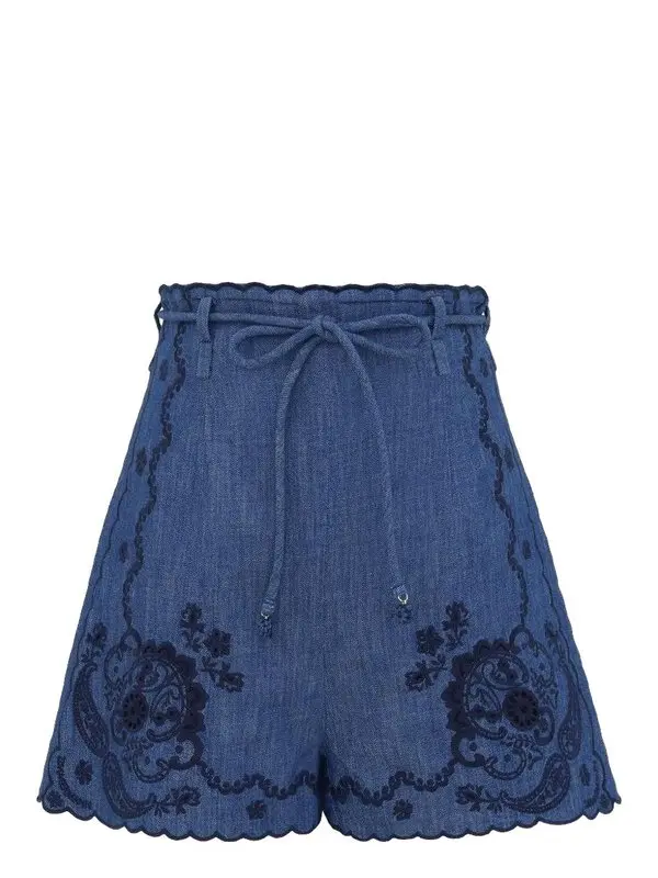 Zimmermann Aster Denim Shorts - Blue