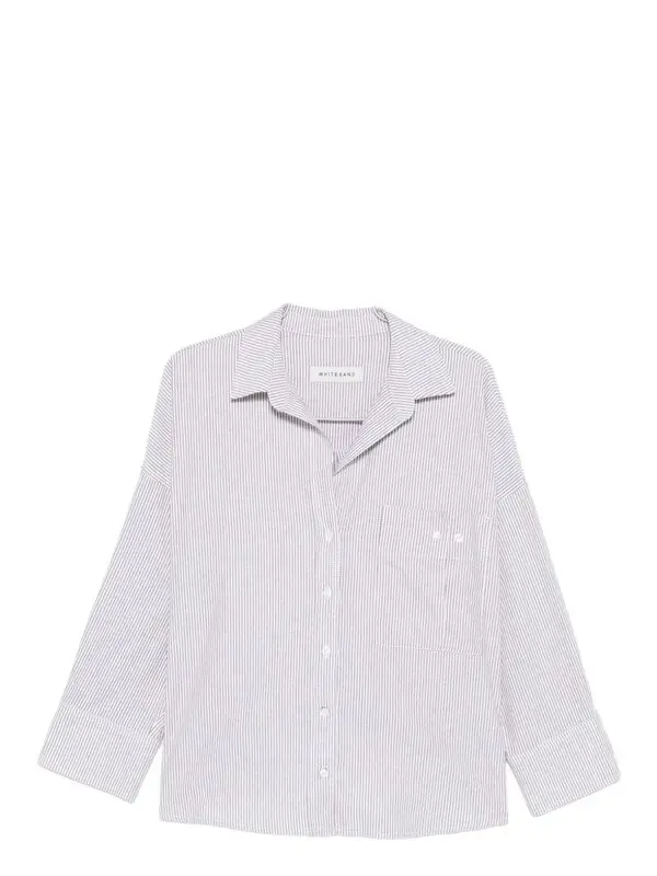 WHITE SAND Striped Cotton Shirt With Classic Collar - Black