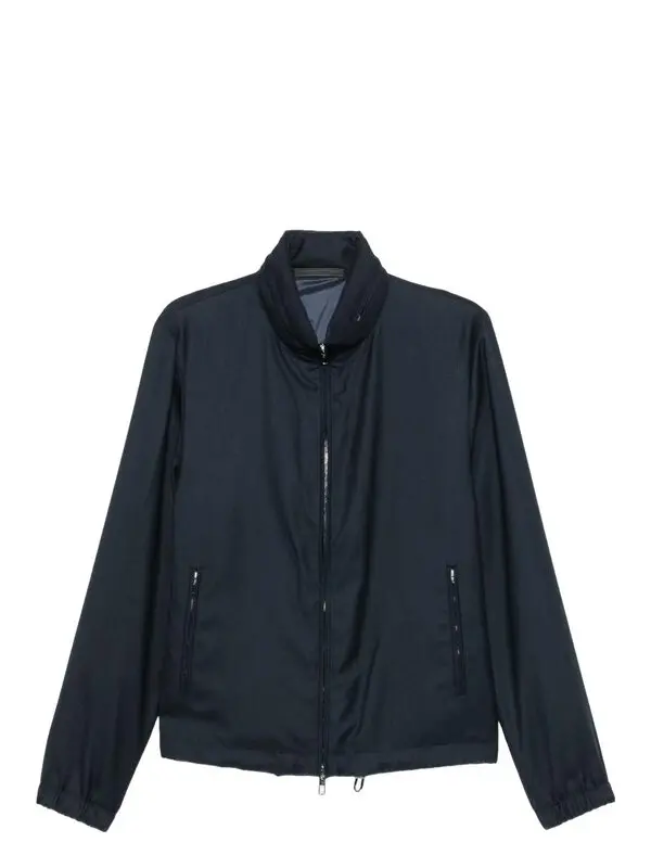 Giorgio Armani Cashmere And Silk Blend Blouson Jacket - Blue