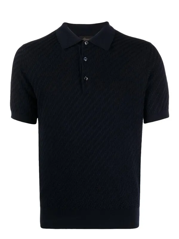 Brioni Cashmere And Cotton Blend Polo Shirt - Blue