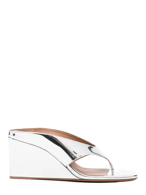 Alaïa Metallic Wedge Thong Mules - Silver