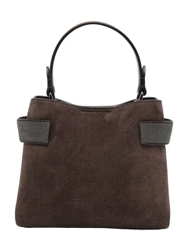 Brunello Cucinelli Suede Handbag With Monili Chain - Brown