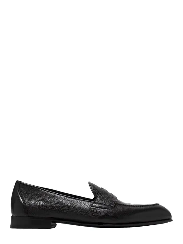 Brioni Penny Appia Leather Loafers - Black