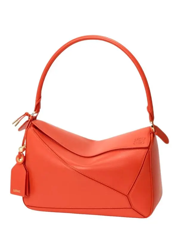 Loewe Puzzle Featherlight Medium Leather Handbag - Orange