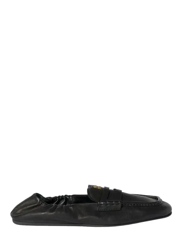 Miu Miu Ruched Lambskin Loafers - Black