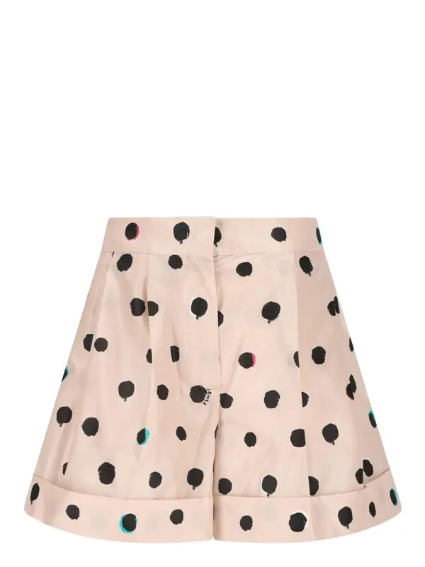 Fendi Polka Dot Silk Shorts - White