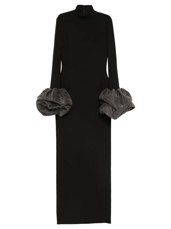 Solace London Viviana Maxi Dress With Embellished Cuffs - Black