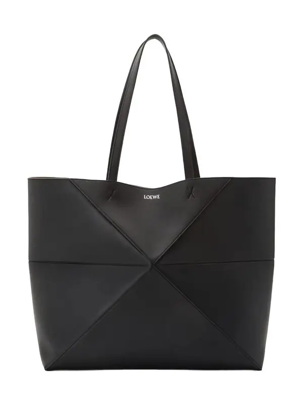 Loewe Puzzle Fold Medium Leather Tote - Black