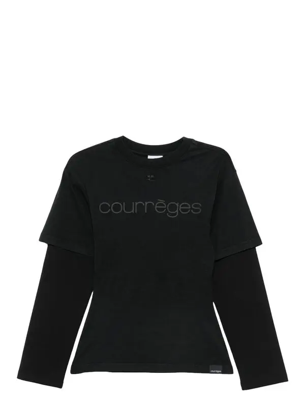 COURREGES Layered Cotton T-shirt - Grey