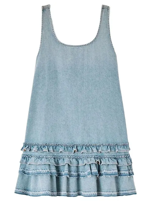 GANNI Organic Cotton Denim Mini Dress - Sky Blue