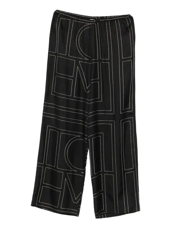 TOTEME Monogram Silk Pajama Trousers - Black