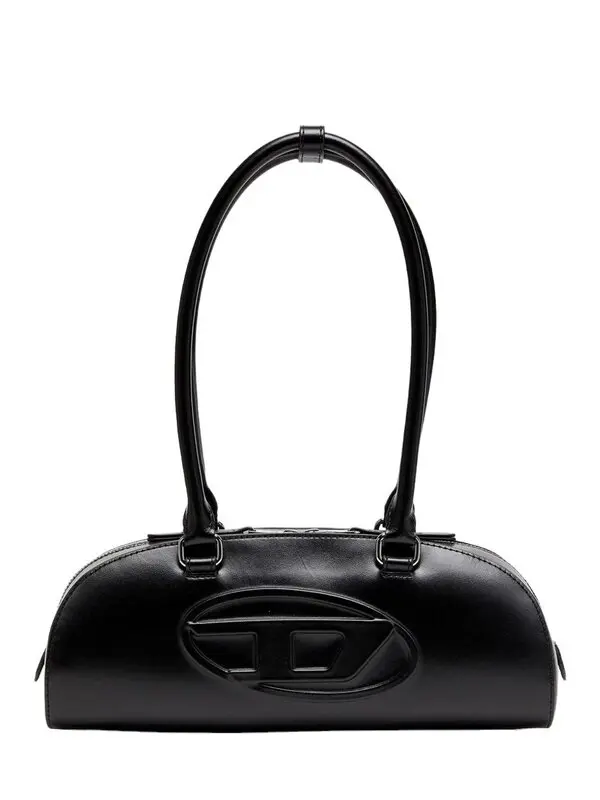 DIESEL® 1dr Dome Leather Shoulder Bag - Black