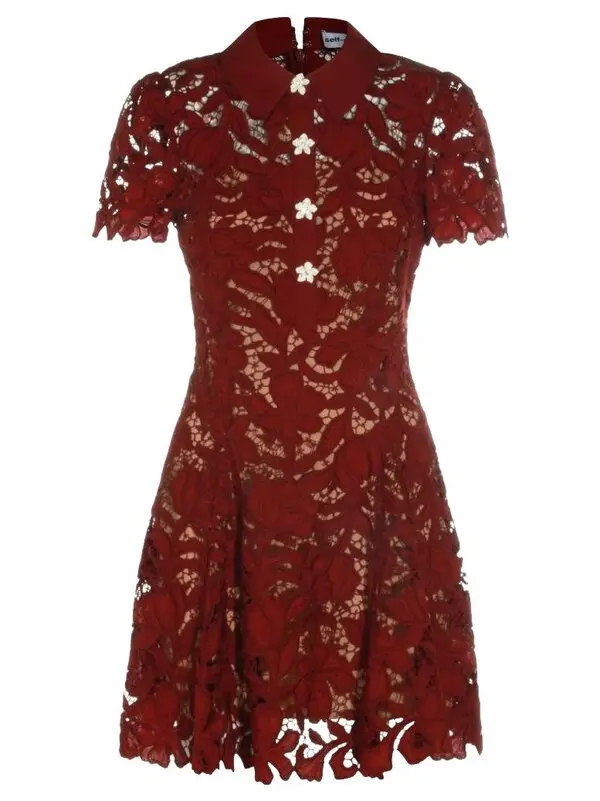 SELF-PORTRAIT Lace Mini Dress - Red